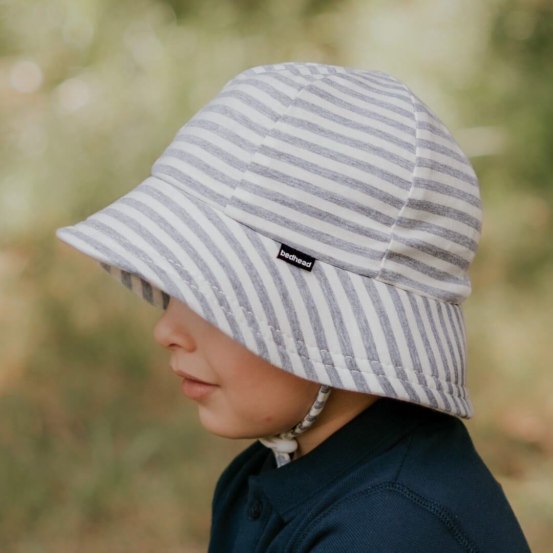 Toddler Bucket Sun Hat - Grey Stripe – Liv N Moo